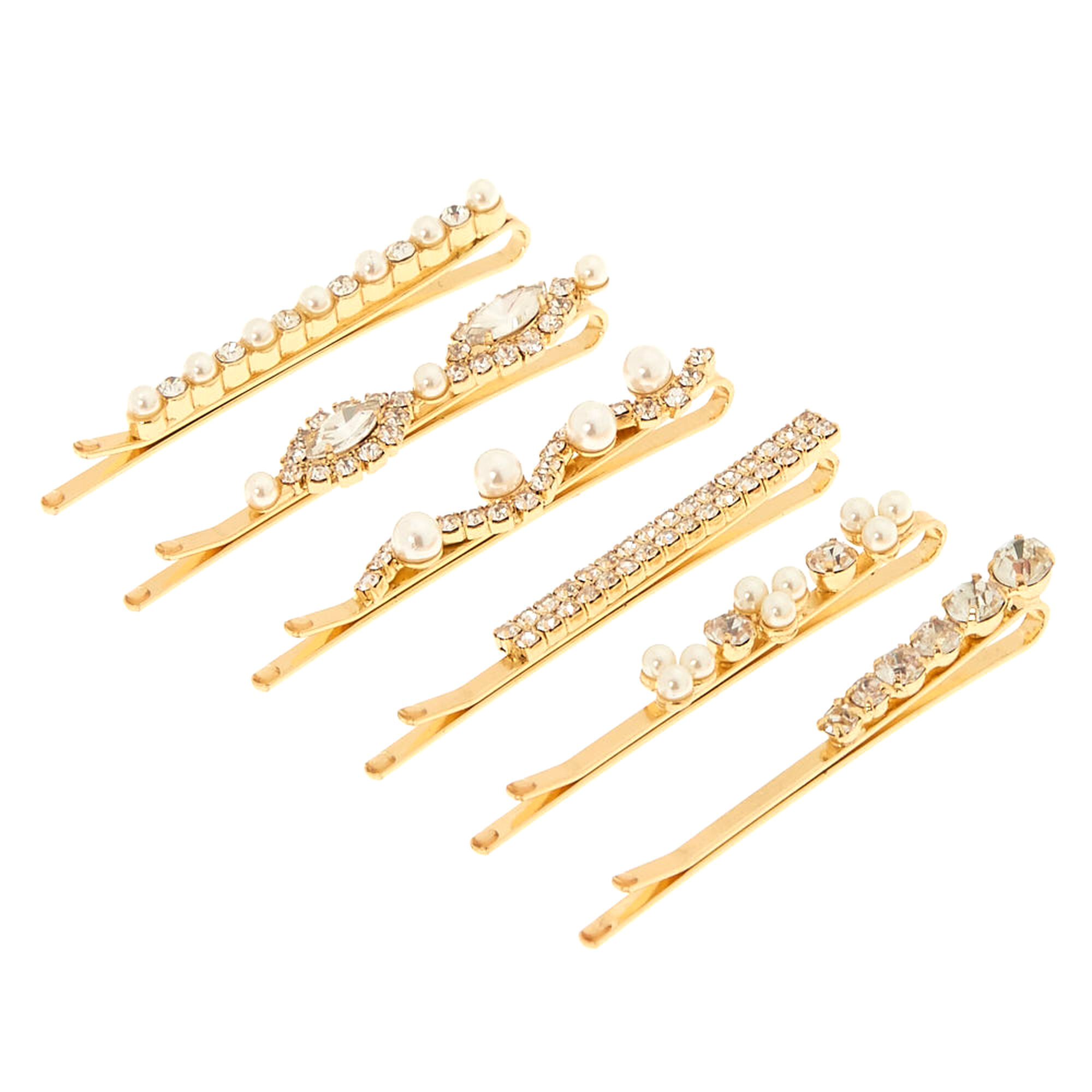 Gold Tone Faux Pearl And Crystal Bobby Pins Icing Us