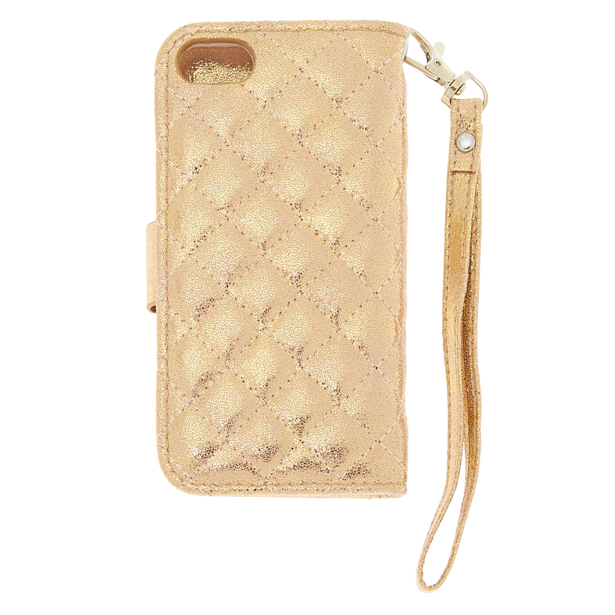 Quilted Faux Pearl Wristlet Folio Phone Case - Rose Gold | Icing US
