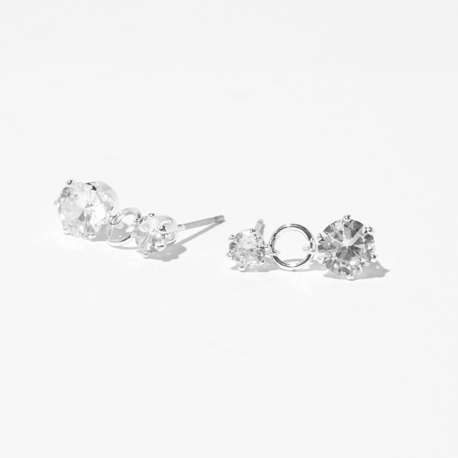 Silver Cubic Zirconia Dangle Drop Earrings