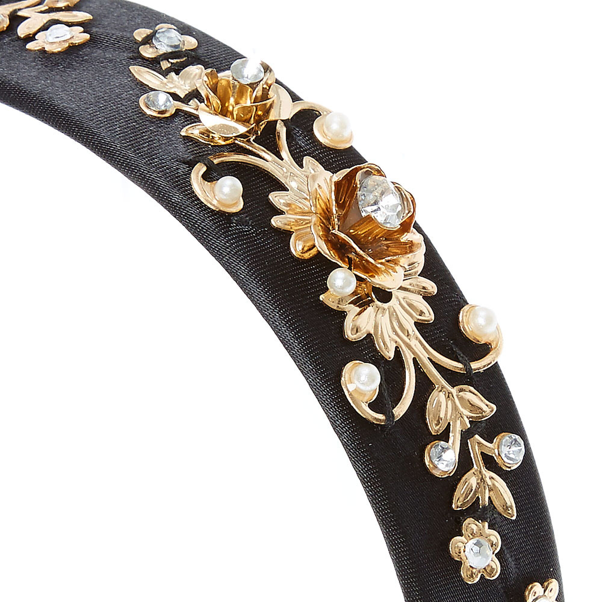 Black Baroque Gold And Faux Pearl And Crystal Headband Icing Us